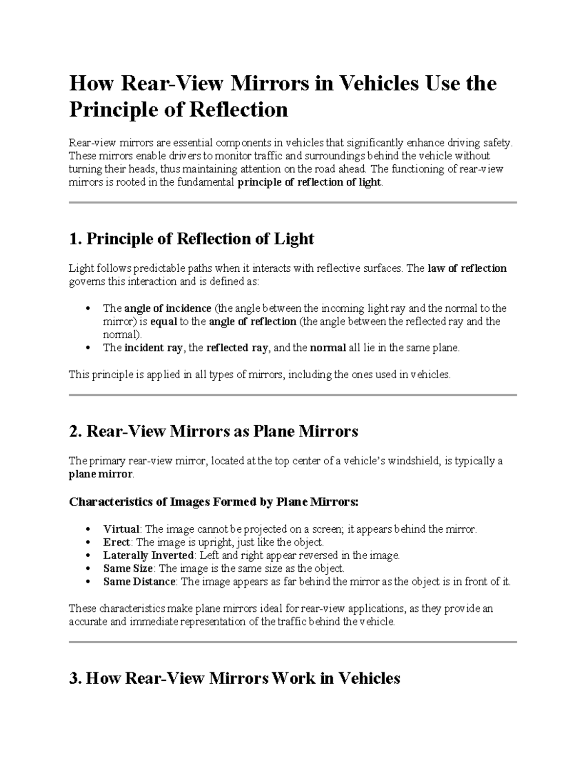 Physics Rear Mirror: Understanding Reflection Principles in Vehicles ...