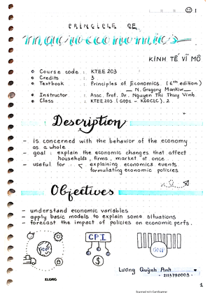Leture note Macroeconomics - MACROECONOMICS CHAPTER 1 INTRODUCTION 1 ...