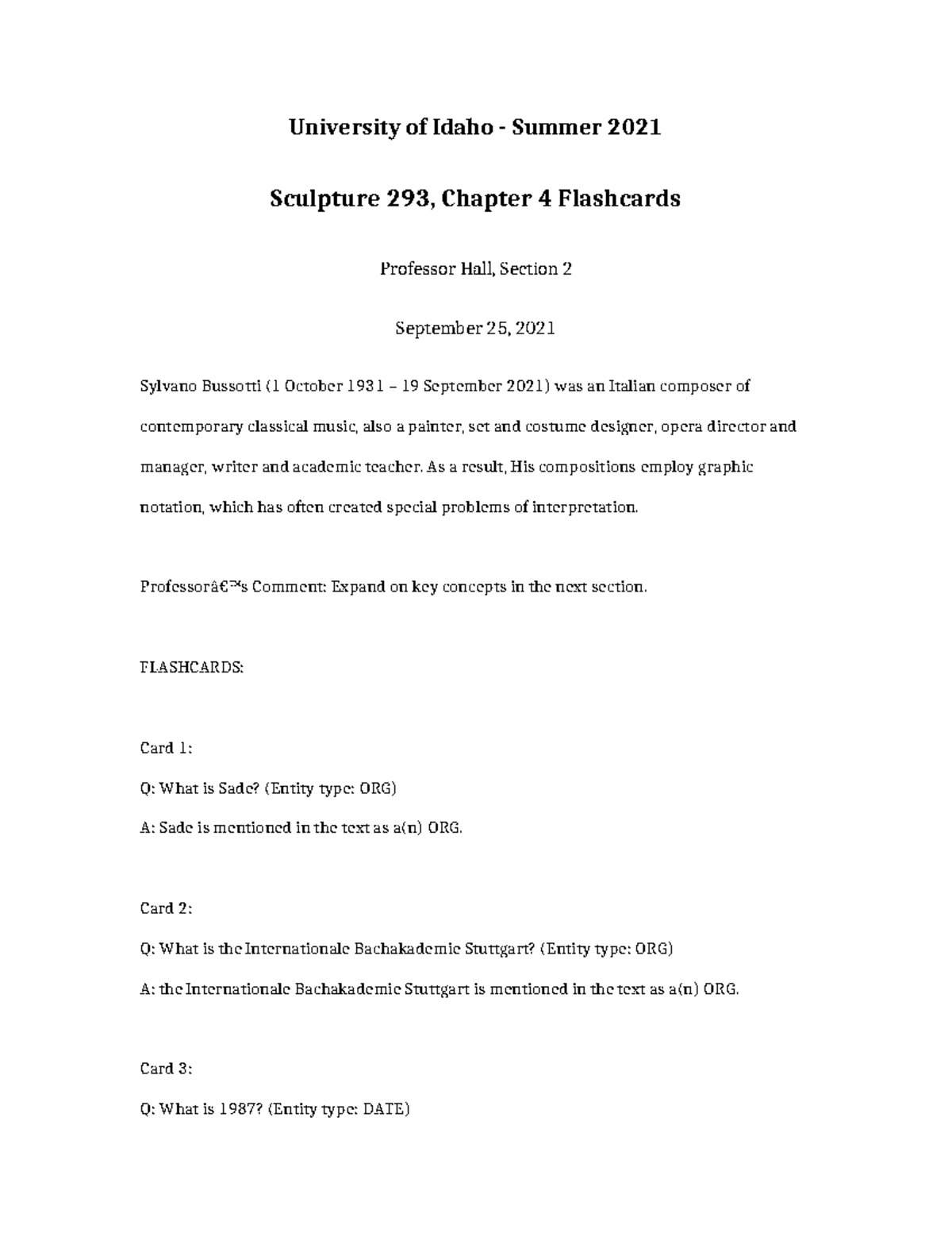 Sculpture 293 Chapter 4 Flashcards - University of Idaho - Summer 2021 ...