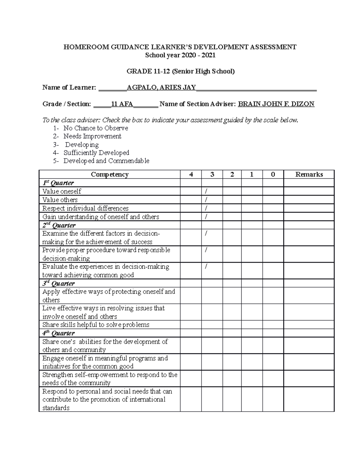 11 AFA Homeroom - meeting - School year 2020 - 2021 GRADE 11-12 (Senior ...