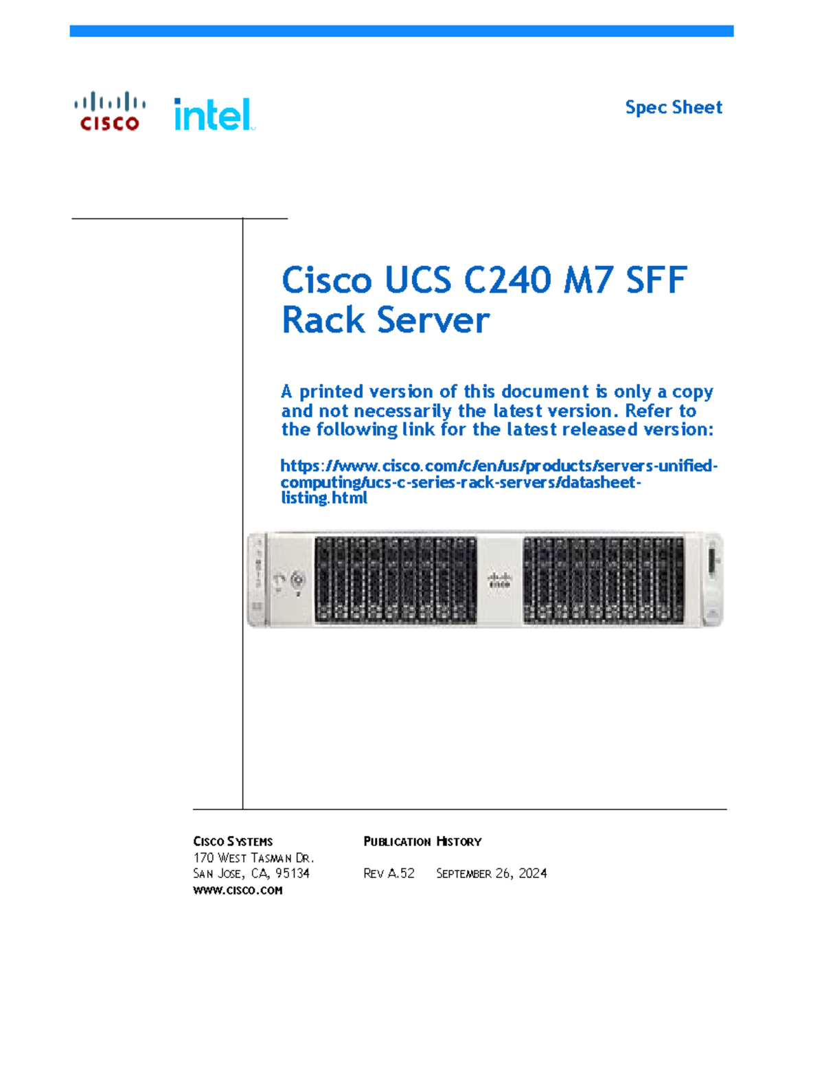 Cisco UCS C240 M7 SFF Rack Server Spec Sheet Overview - Studocu