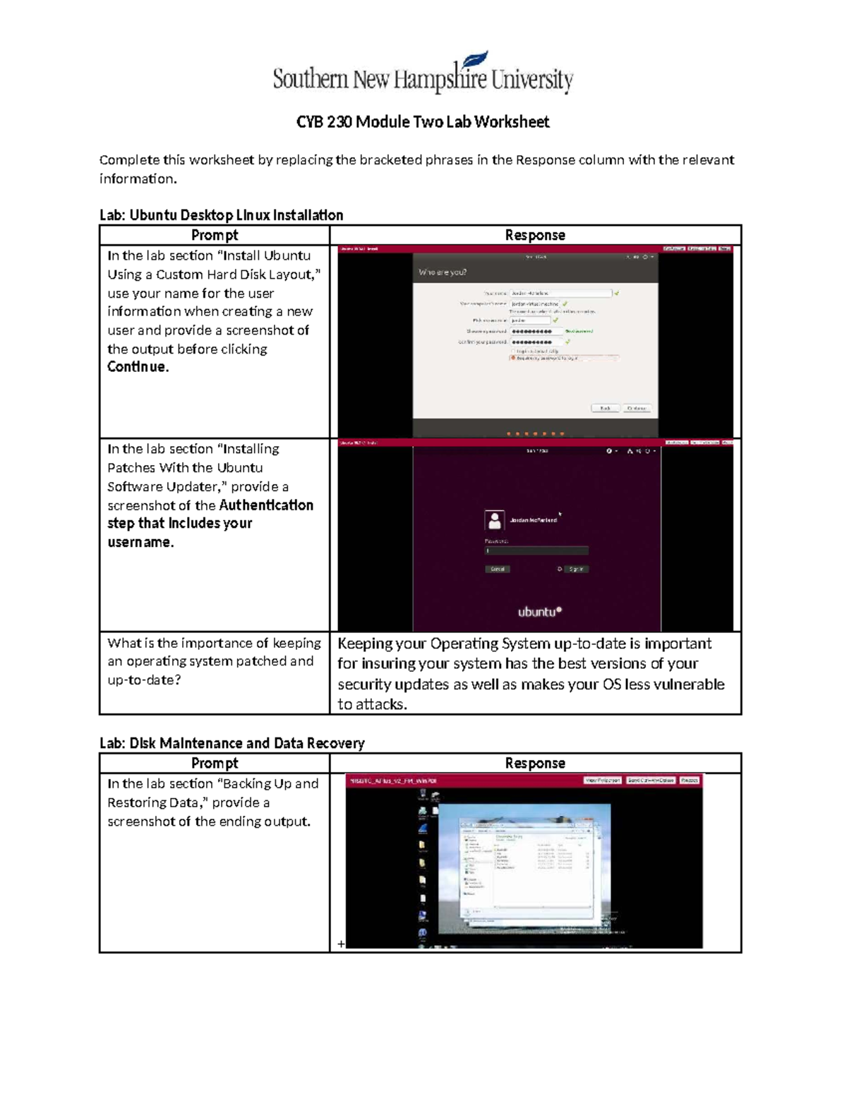 CYB 230 Module Two Worksheet complete - CYB 230 Module Two Lab ...