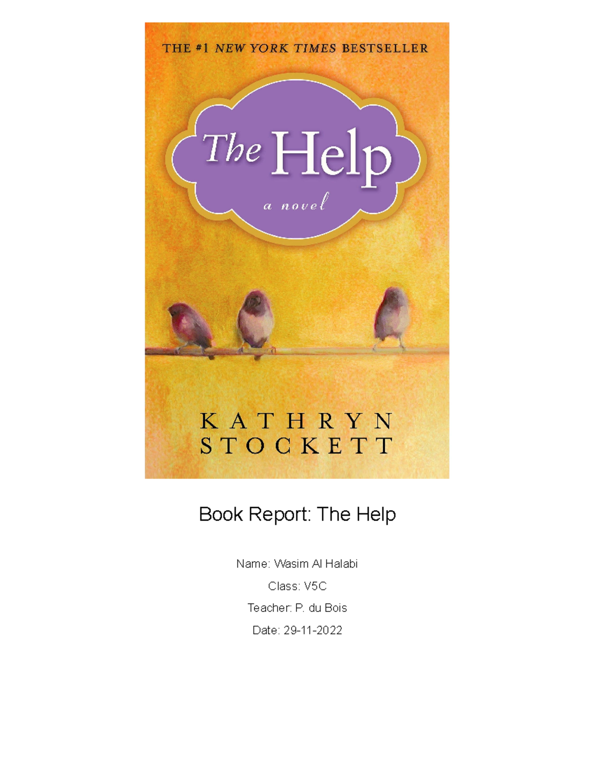 Book Report - The Help (V5C) by Kathryn Stockett - Studeersnel