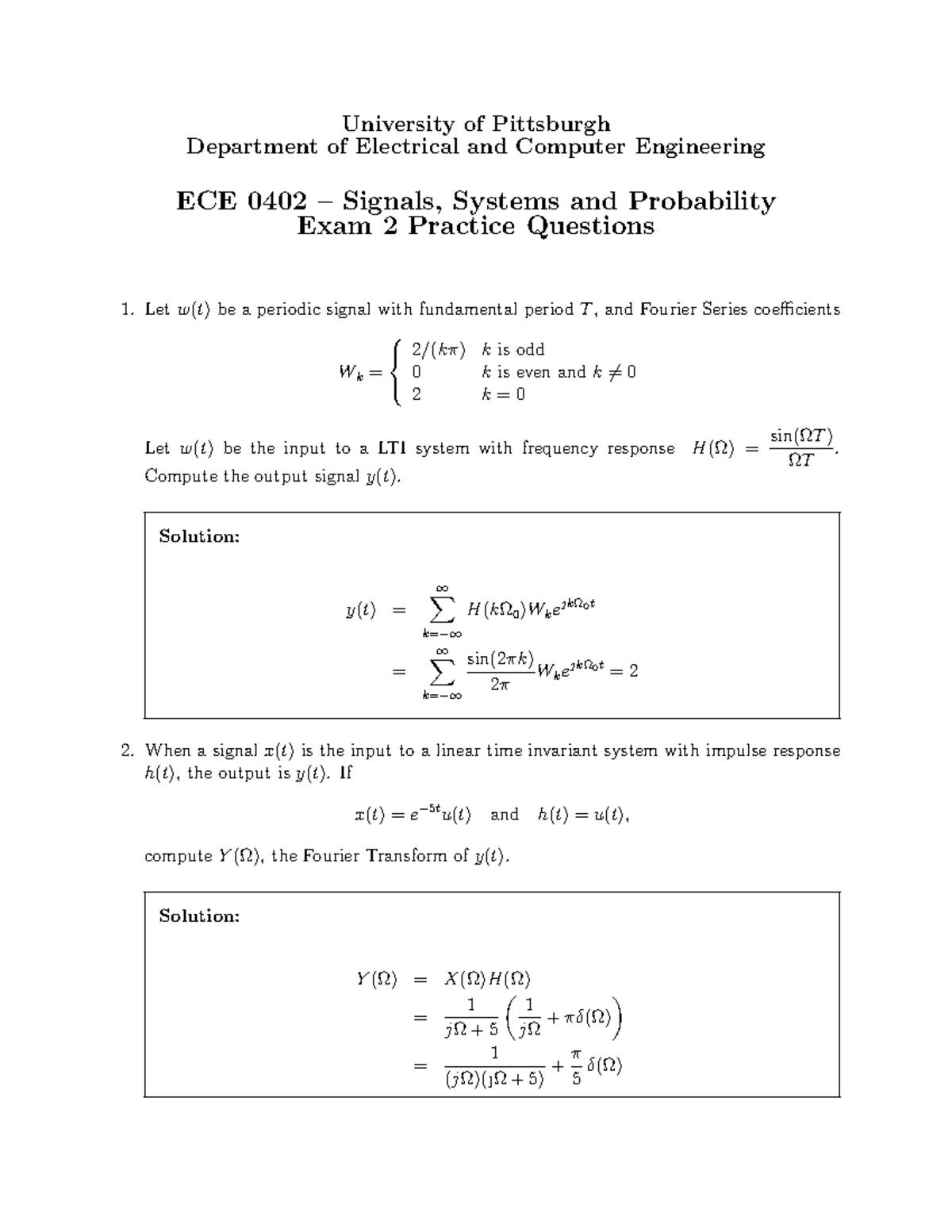 ECE0402 spring 2023 Exam2 Additional Practice Problems with answers ...