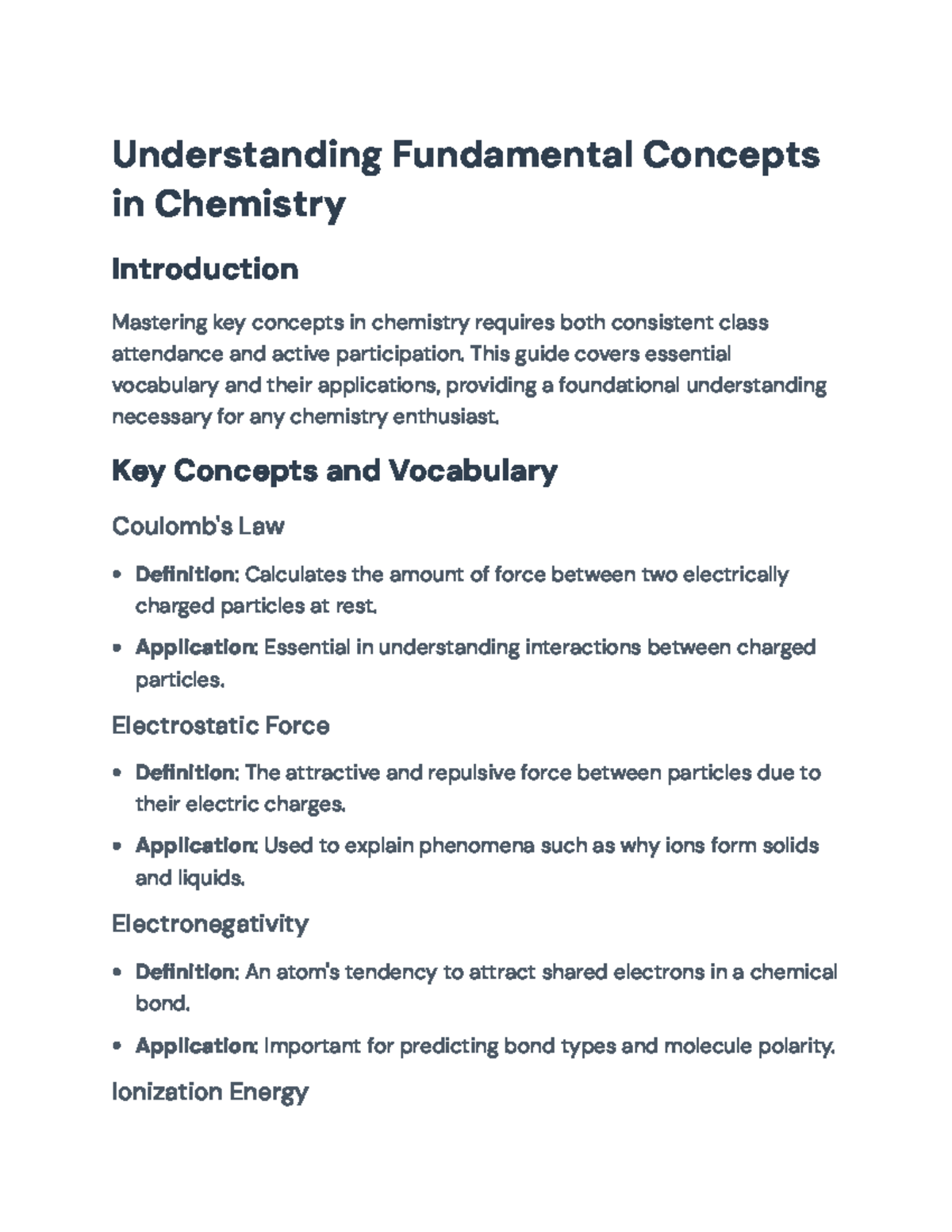 Understanding Fundamental Concepts in Chemistry: Key Vocabulary Guide ...