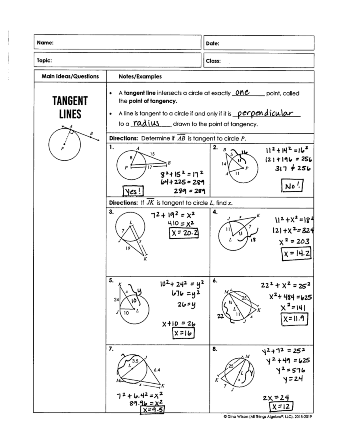 Unit 10: Circles - Comprehensive Study Notes (Updated May 2019) - Name ...