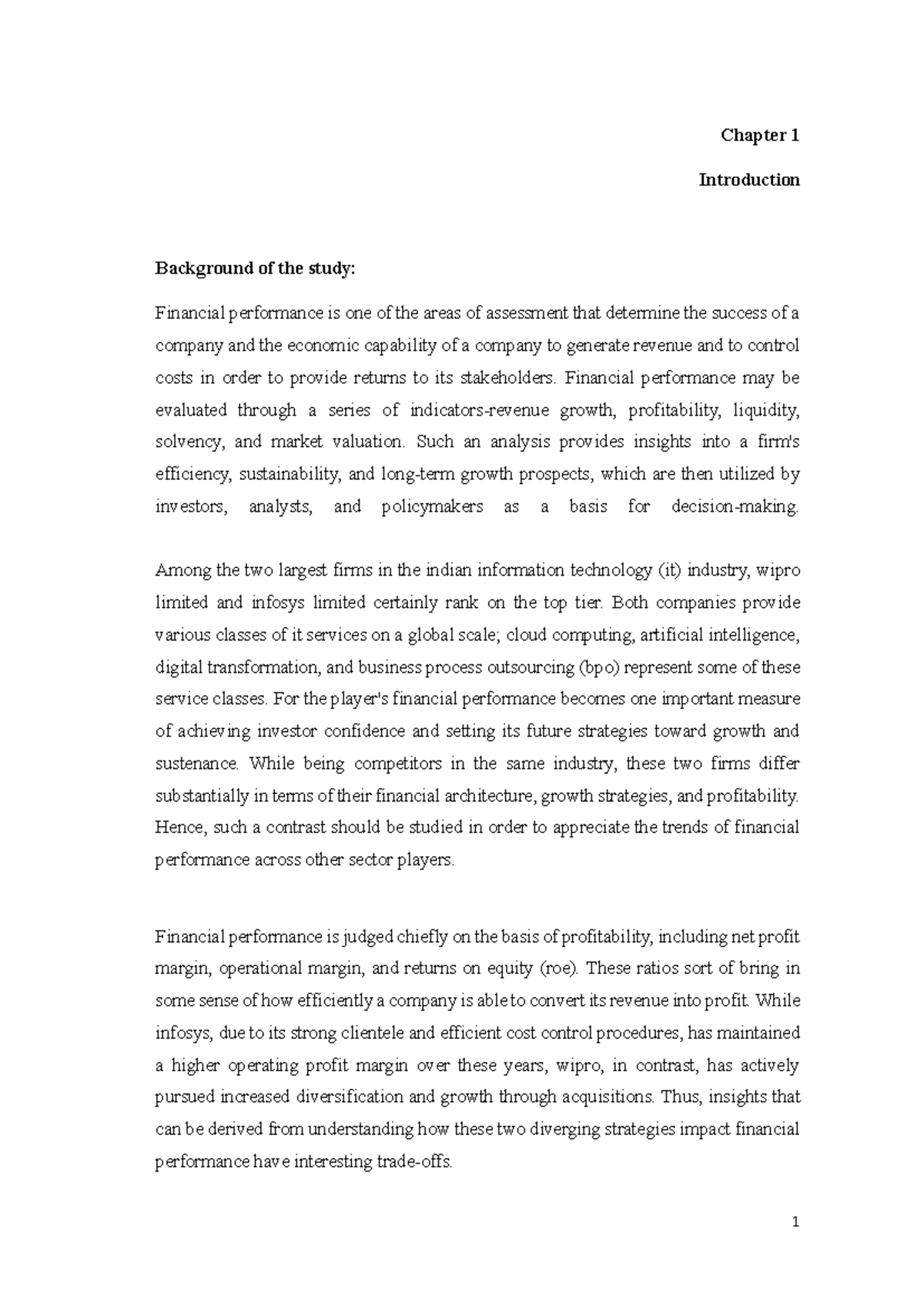 Comparative Financial Performance Analysis of Wipro and Infosys ...
