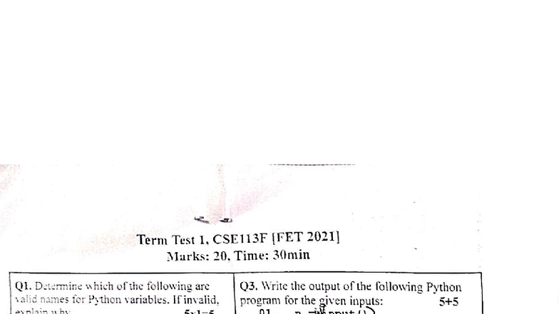 Term Test 1, CSE113F: Python Variable Validity and Microbial Growth ...