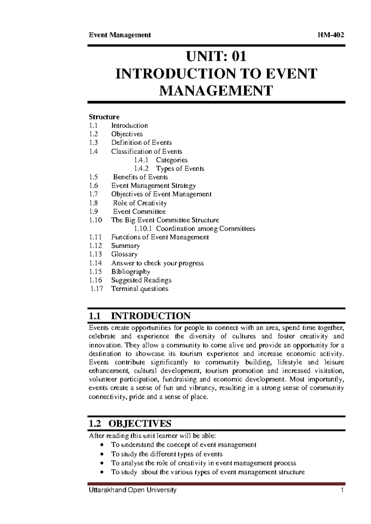 Event Management UNIT 01: Introduction to Event Management - Studocu