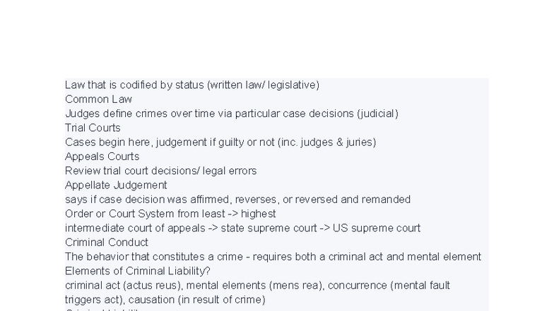Criminal Law Study Guide (CJL4110) - Key Concepts & Defenses - Studocu