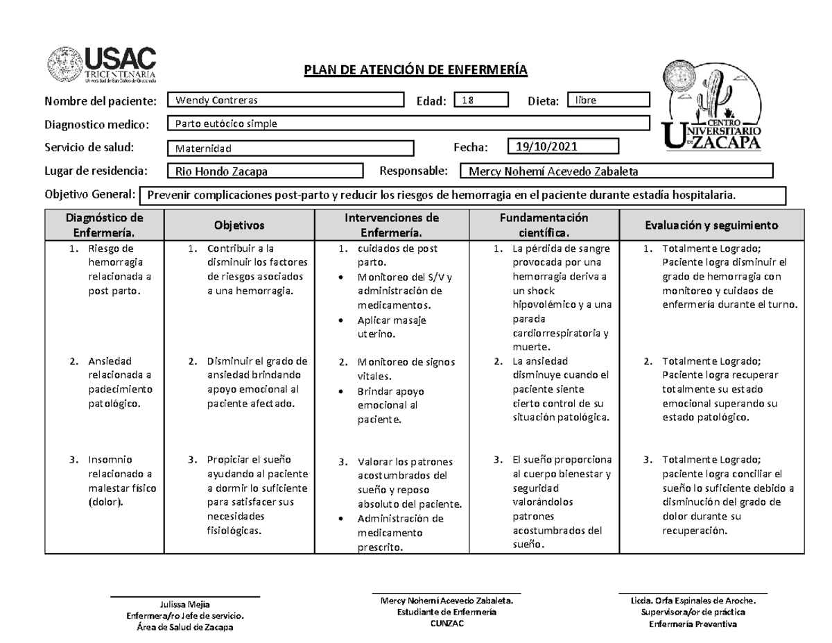 Ejemplo De Planificación De Cuidados De Enfermería En Rimini