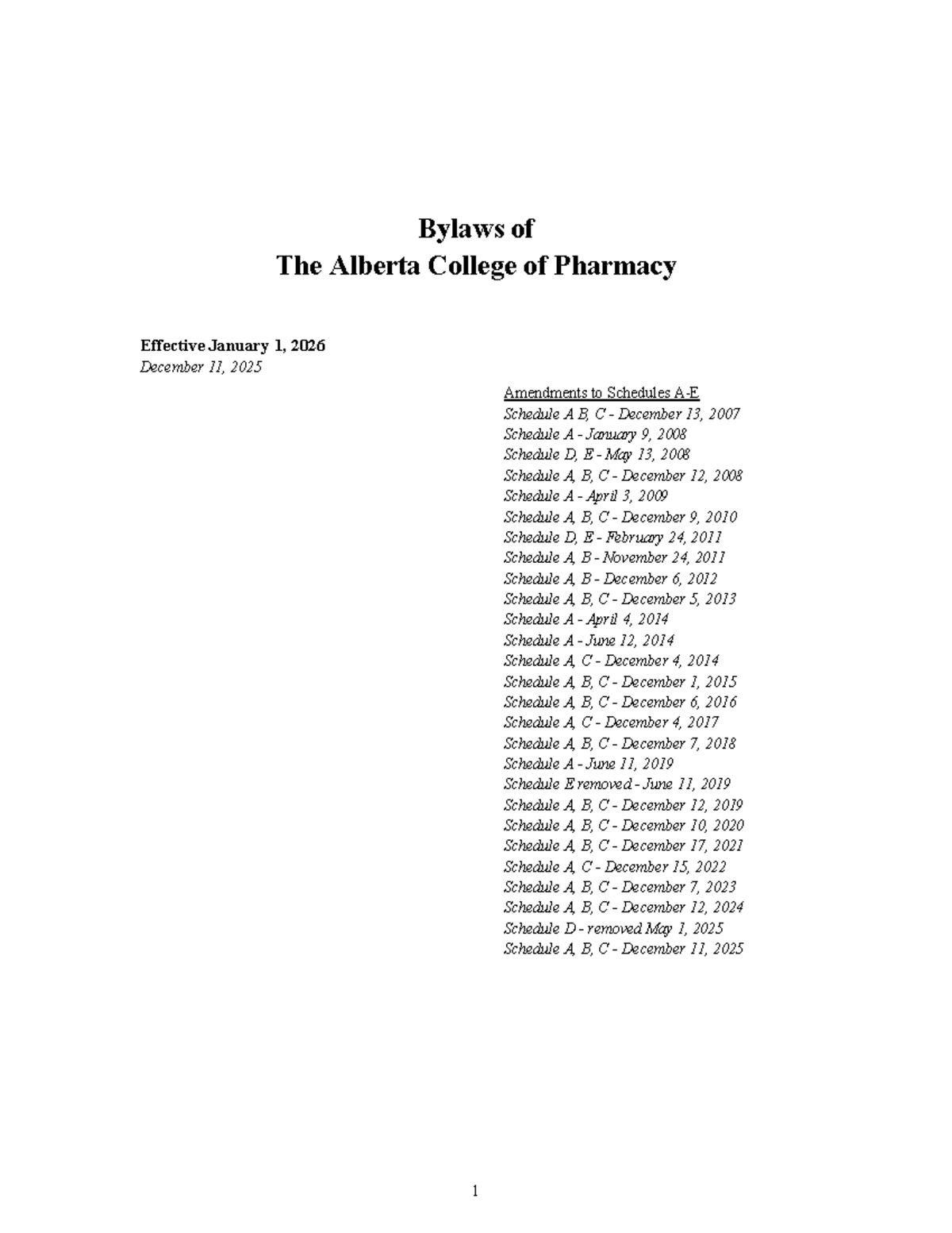 Bylaws of The Alberta College of Pharmacy - Studocu