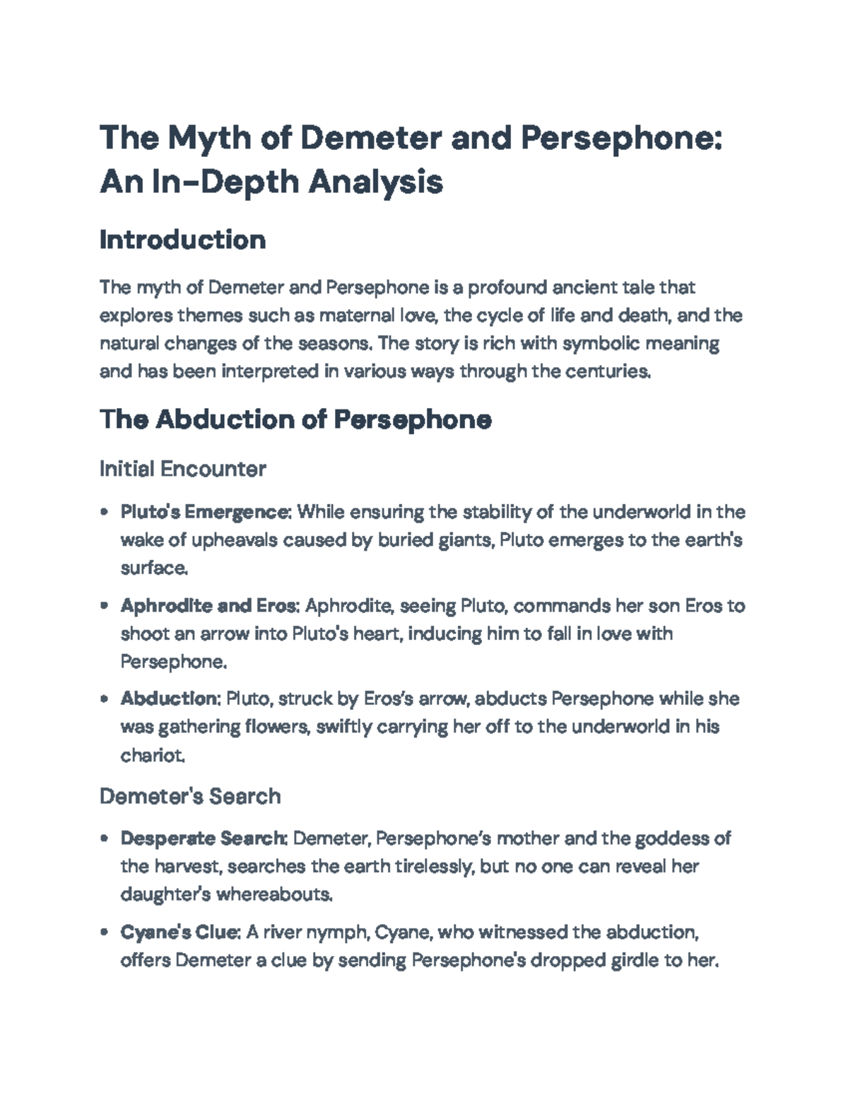 An In-Depth Analysis of the Myth of Demeter and Persephone - The Myth ...