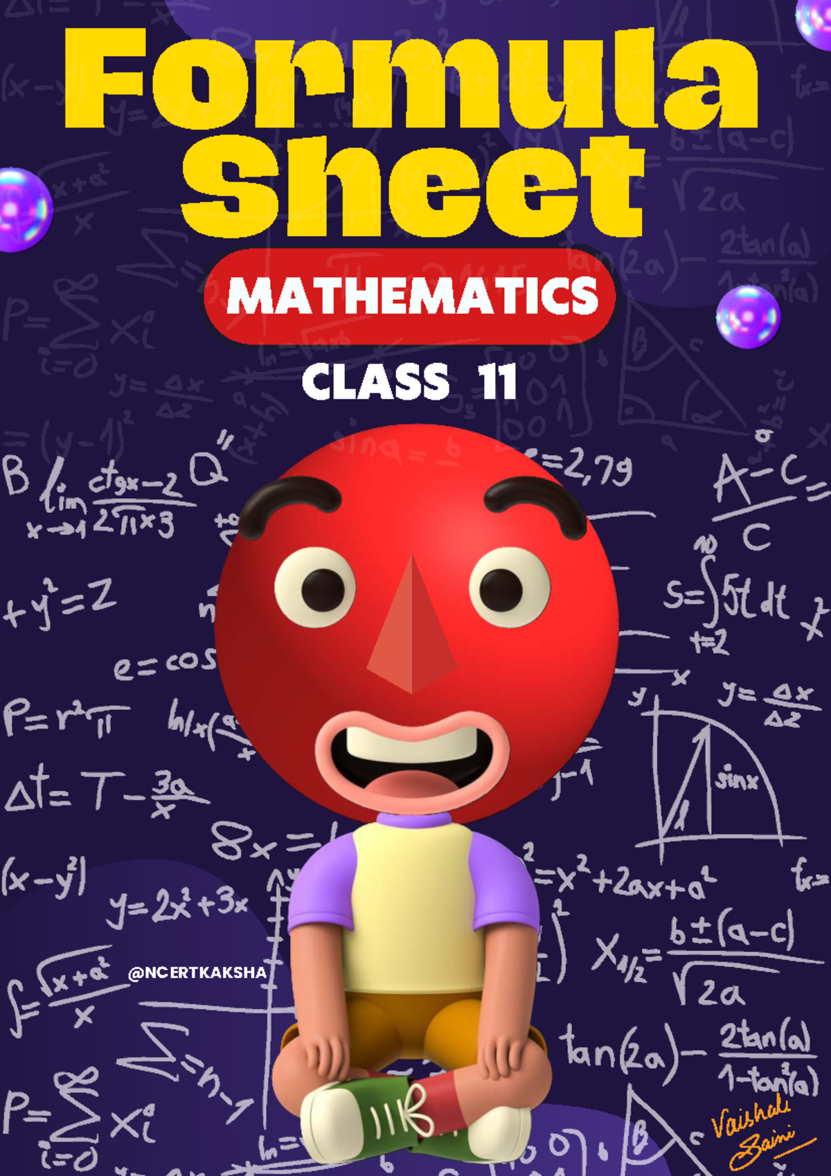 Mathematics Class 11 Formula Sheet - NCERT KAKSHA Guide - Studocu