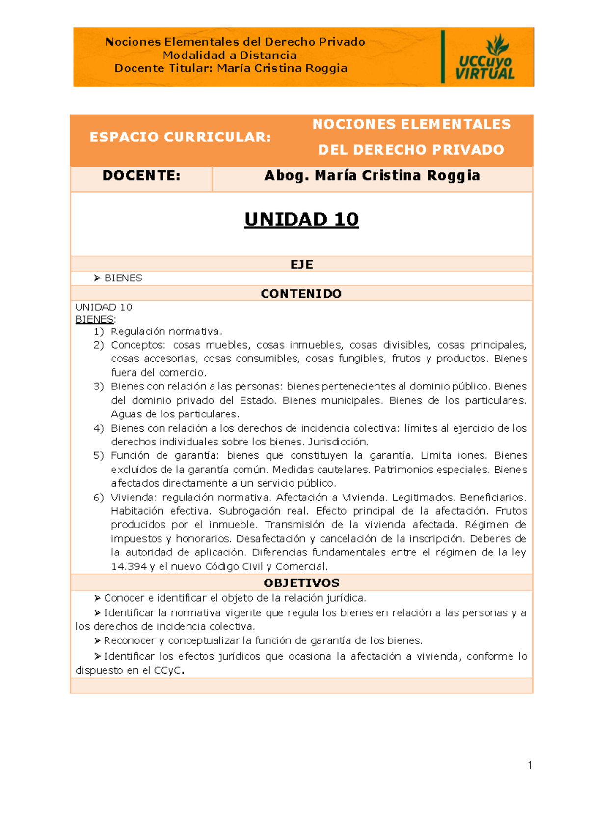 Unidad 10: Bienes en Derecho Privado - Apuntes 2023 (Cód. ESP) - Studocu