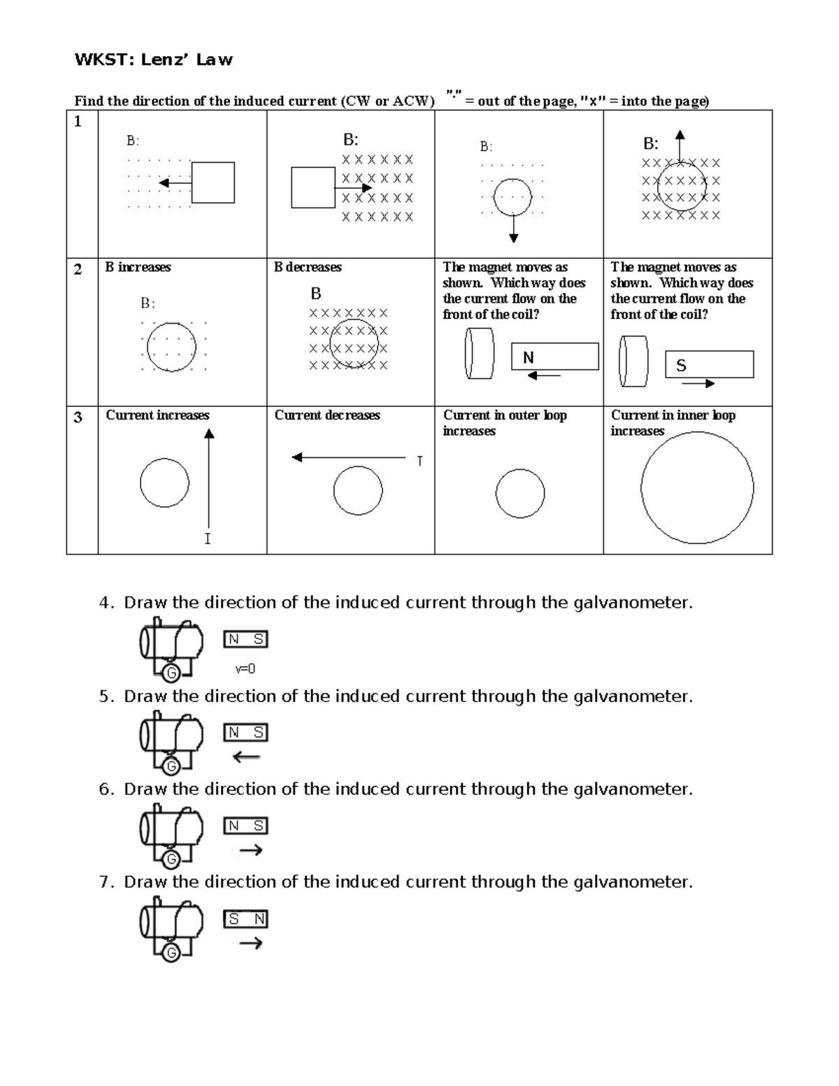 WKST: Lenz's Law - Induced Current Direction Analysis - Studocu