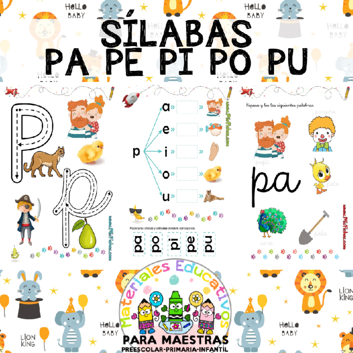 Fichas para trabajar las sílabas Pa Pe Pi Po Pu por Materiales Educativos Maestras - Studocu
