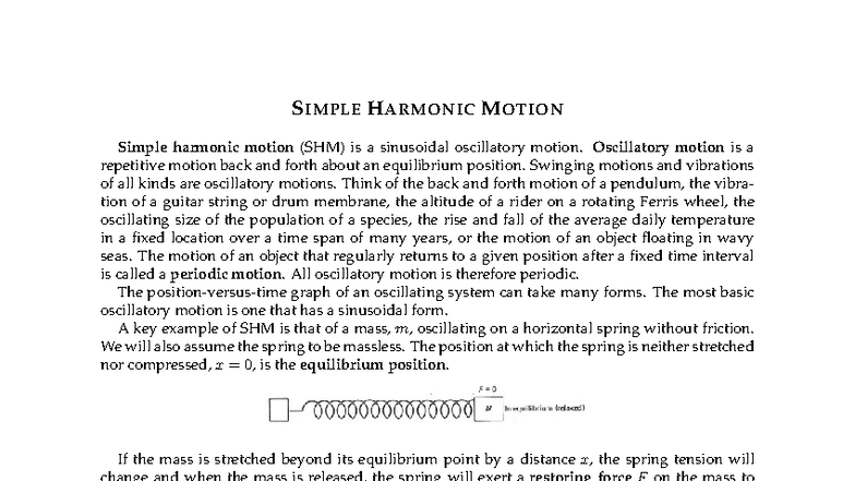 NYA - SHM Lab: Understanding Simple Harmonic Motion - Studocu