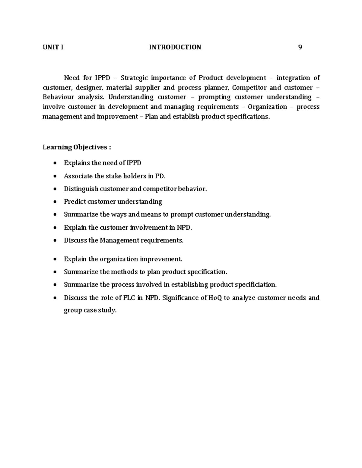 OMF551 - Product Design & Development - Unit I Overview and Insights - Studocu