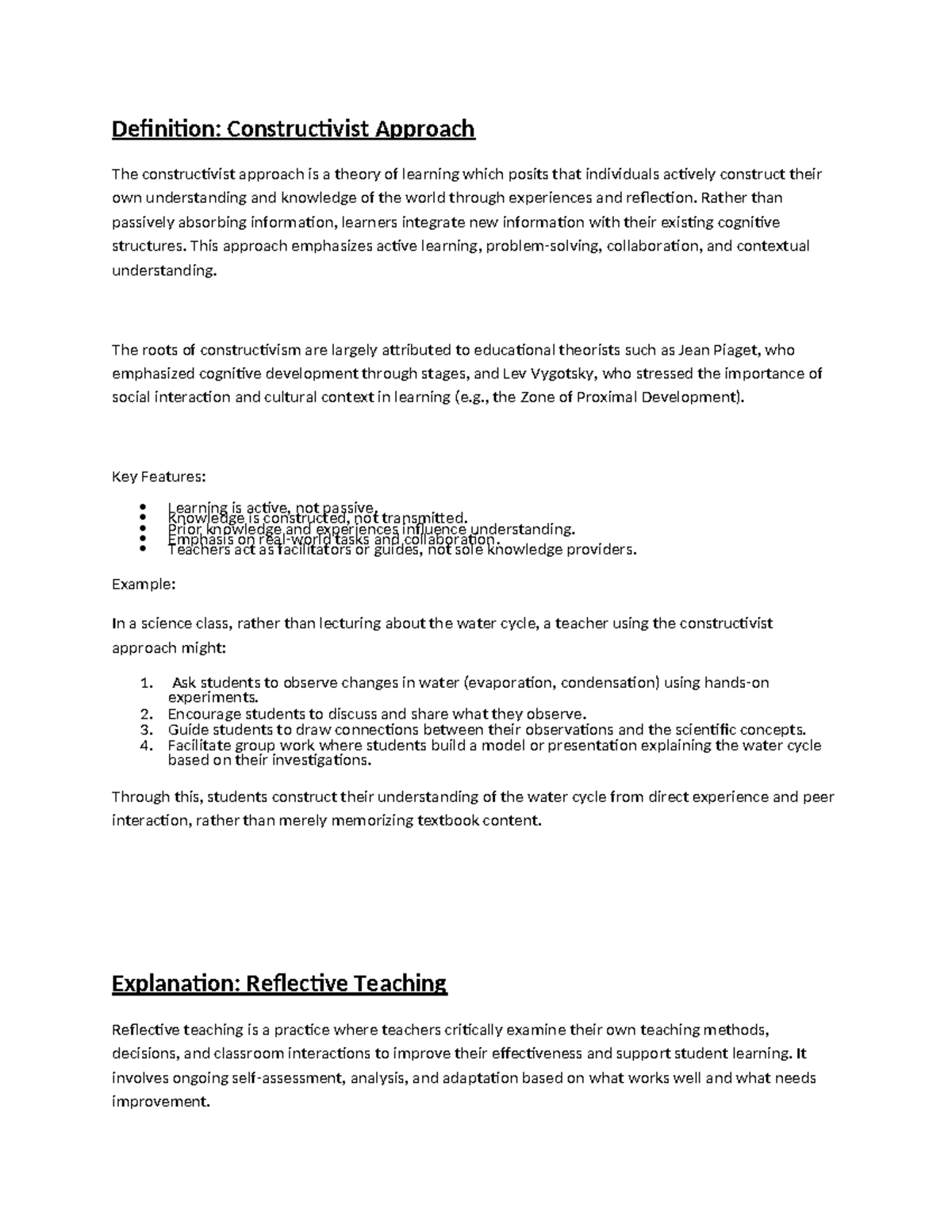 Report Maed Group 5 - REFLECTION - Definition: Constructivist Approach ...