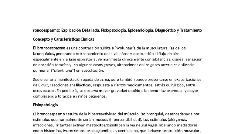 Broncoespasmo: Repaso de Fisiopatología, Diagnóstico y Tratamiento ...