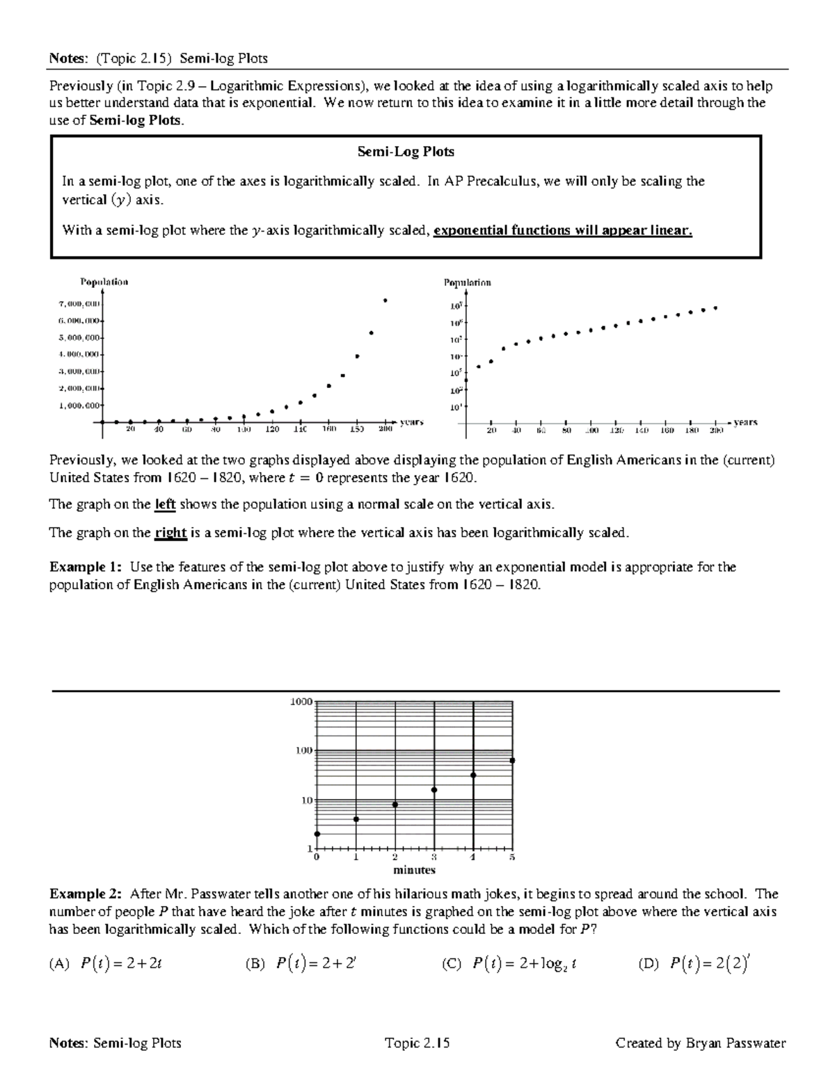Semi-log Plots: Detailed Notes for Topic 2.15 in Precalculus - Studocu