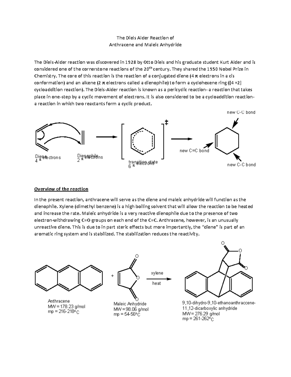 Anthracene And Maleic Anhydride