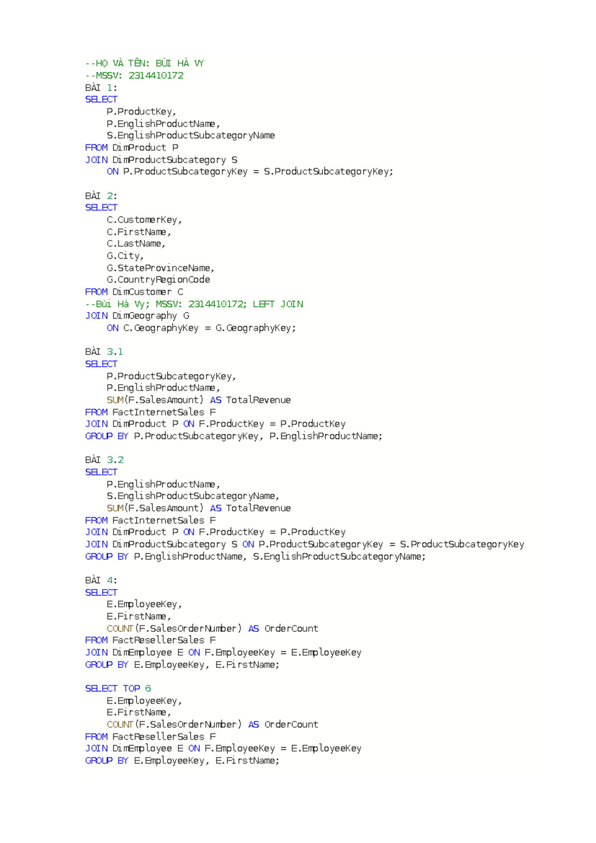 SQL Queries for Data Analysis - Course Code: 2107 - Studocu