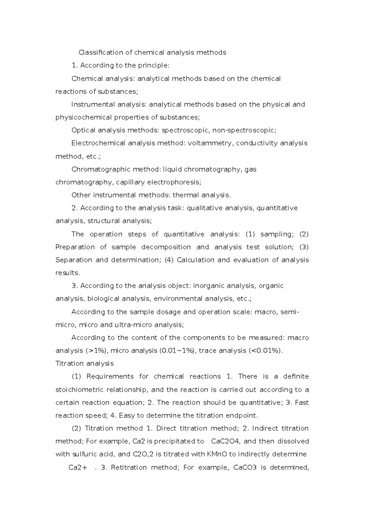Chemical Analysis Methods Overview CH151 - Studocu