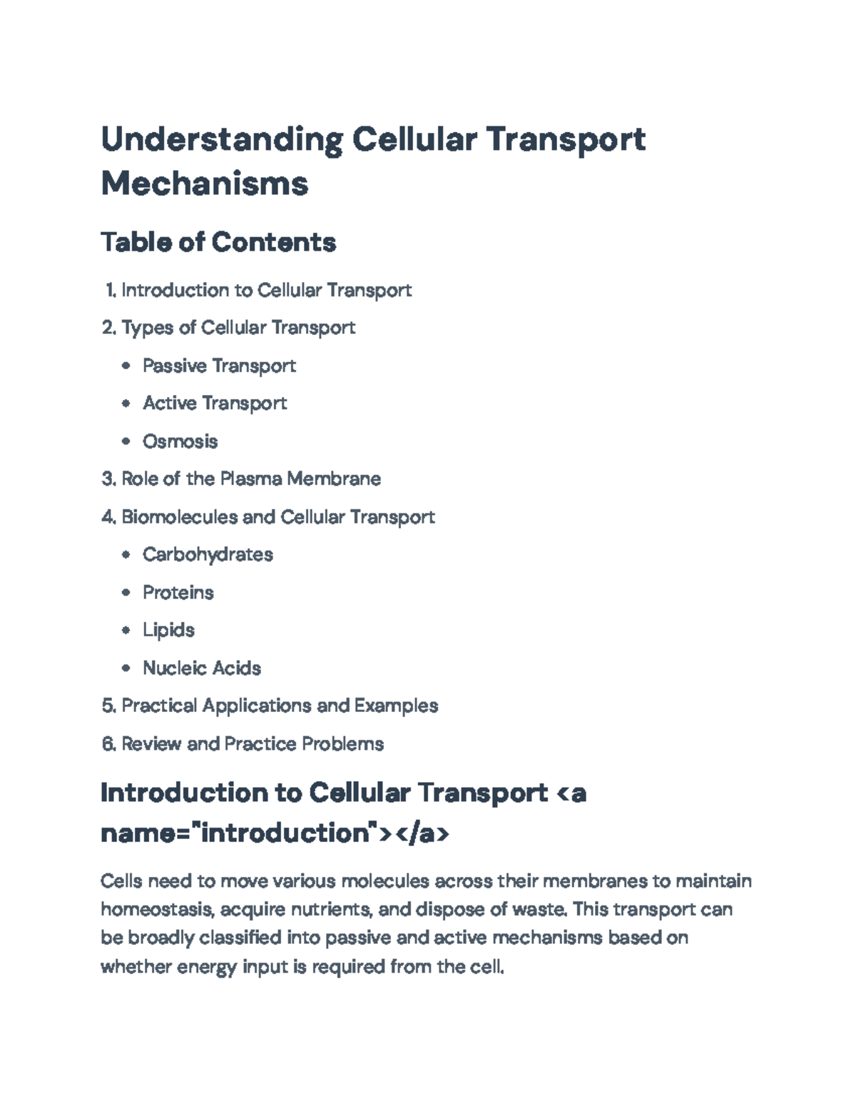 "BIOL 101: Understanding Cellular Transport Mechanisms & Applications ...