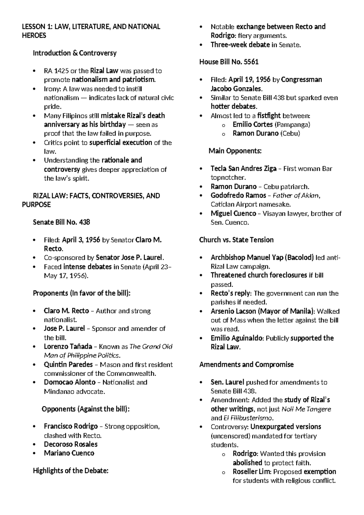 RIZAL LAW: CONTROVERSIES AND NATIONALISM IN PHILIPPINE HISTORY - Studocu