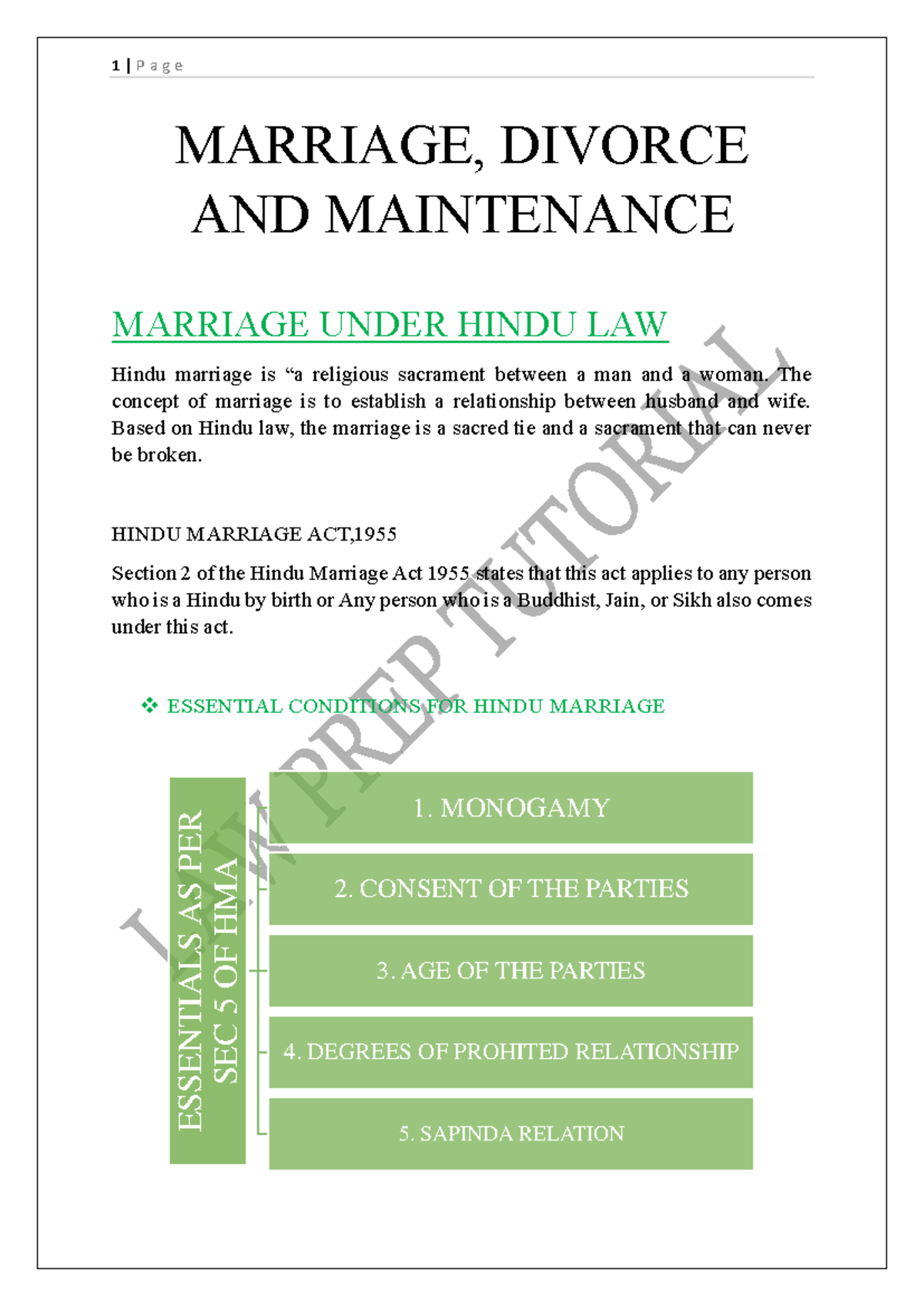 Family Law: Marriage, Divorce & Maintenance under Hindu Law (SC) - Studocu