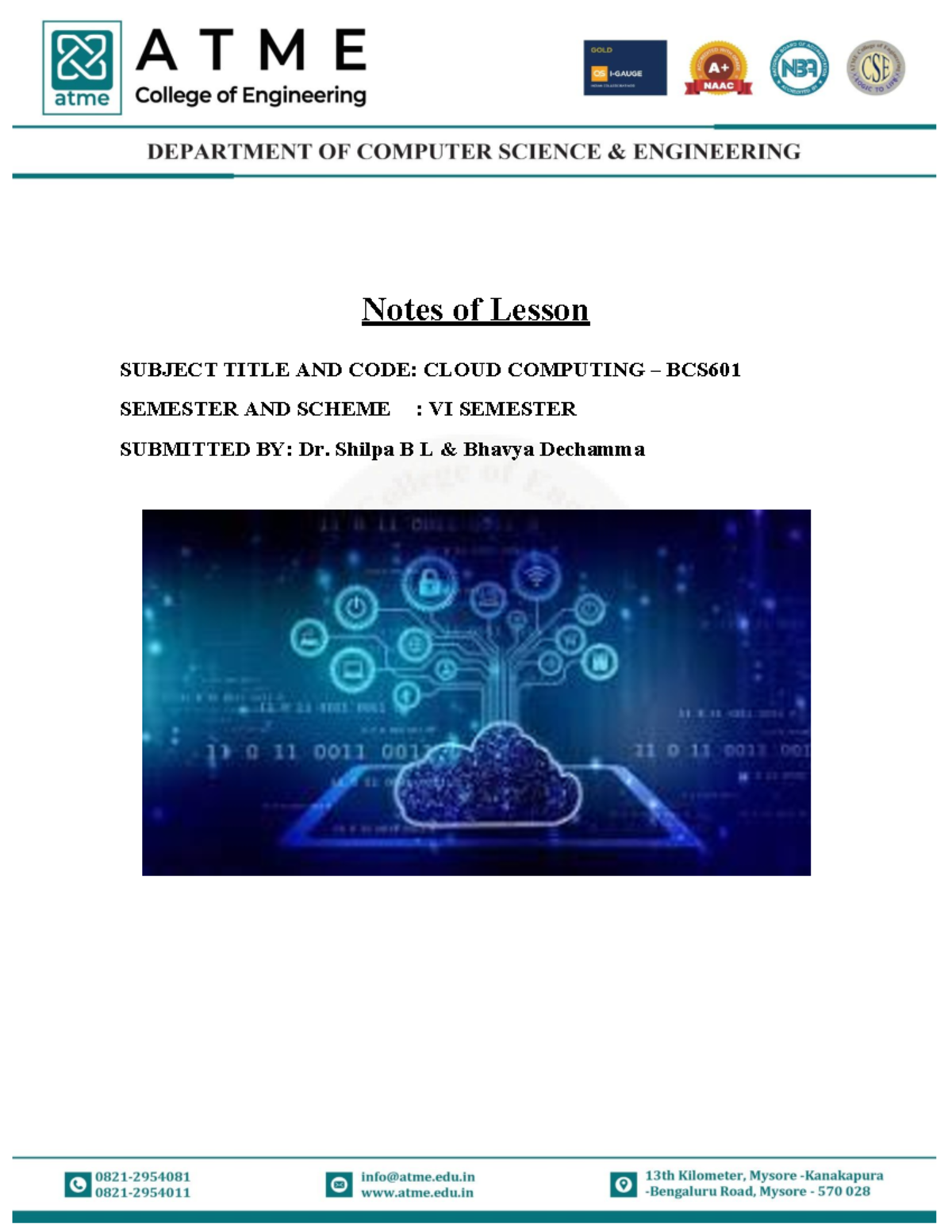Bcs601 Cloud Computing Final Lesson Notes Studocu