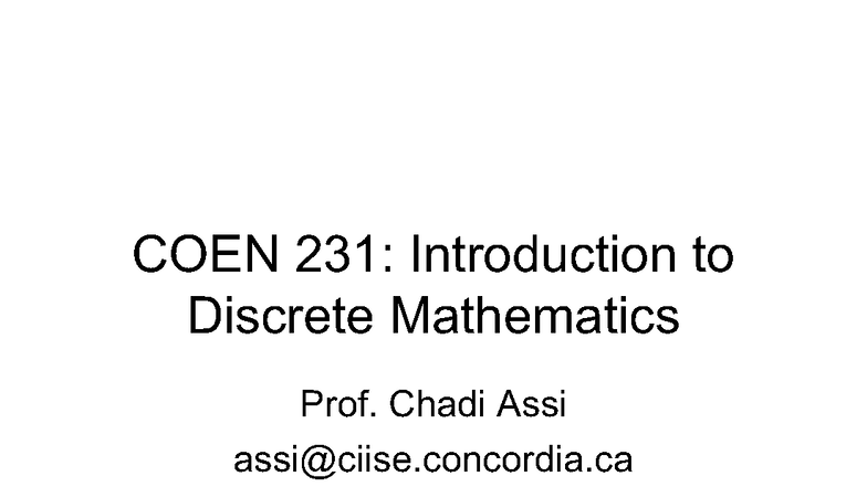 COEN 231: Counting Principles and Examples in Discrete Math - Studocu