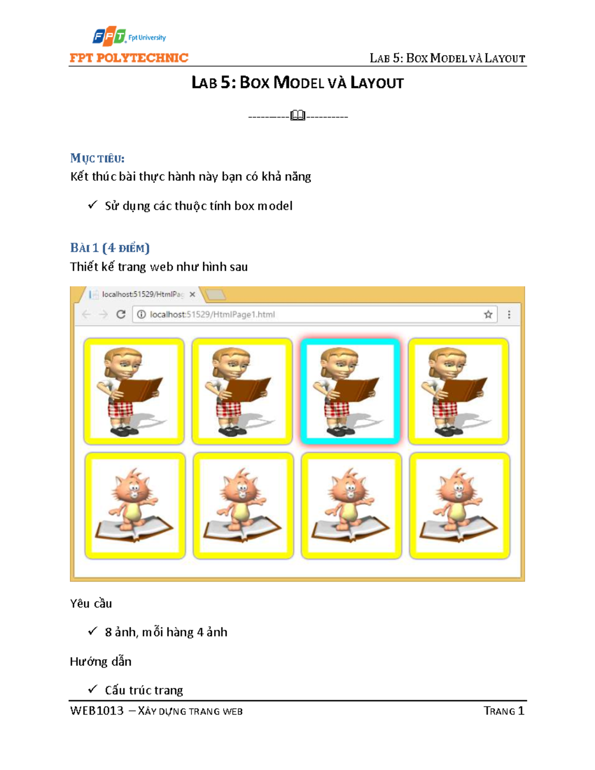 Web1013-Lab 05 - Web1013-Lab 16 - LAB 5: BOX MODEL VÀ LAYOUT - - MỤC ...