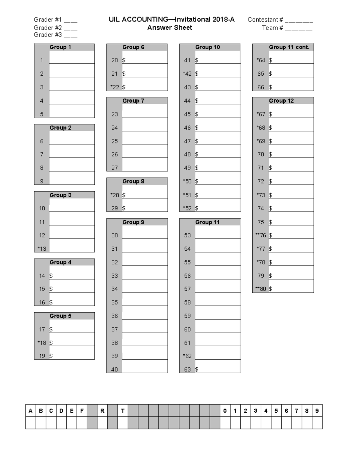 UIL answer sheet grader for accounting key 2018-A - Studocu