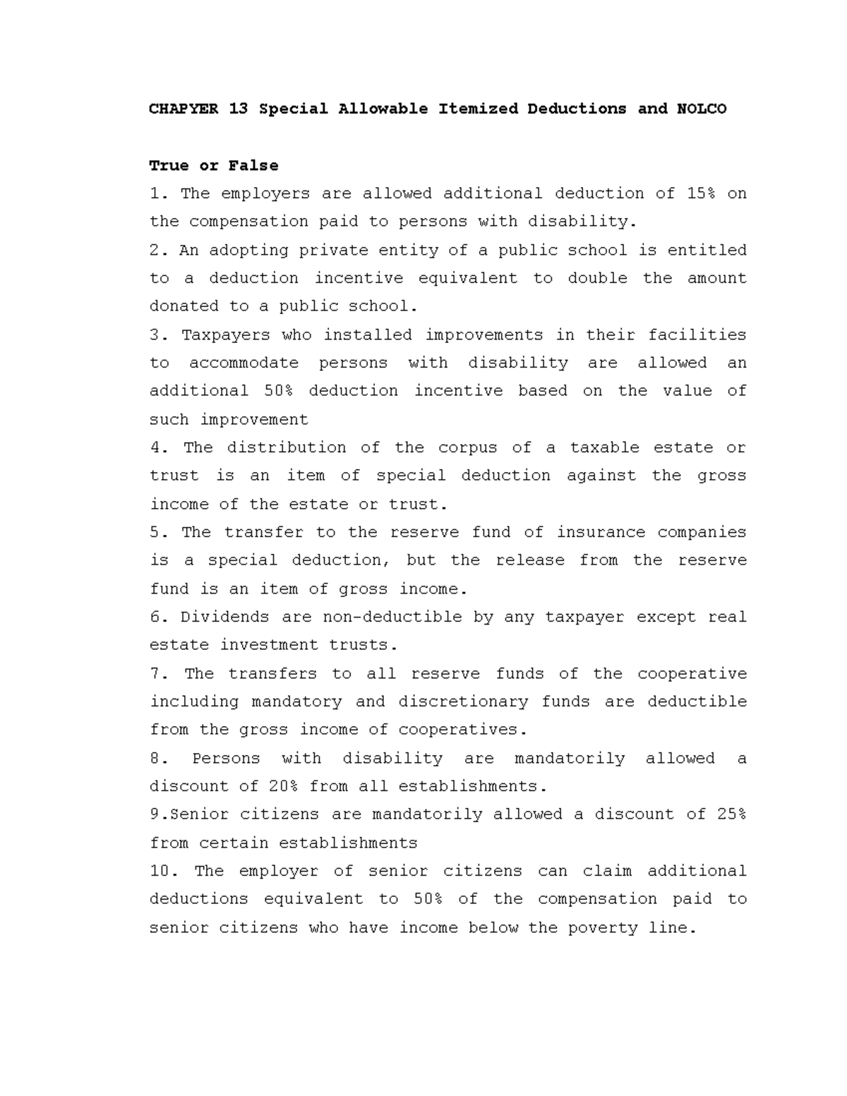 Income Taxation Chap 13 B - CHAPYER 13 Special Allowable Itemized ...
