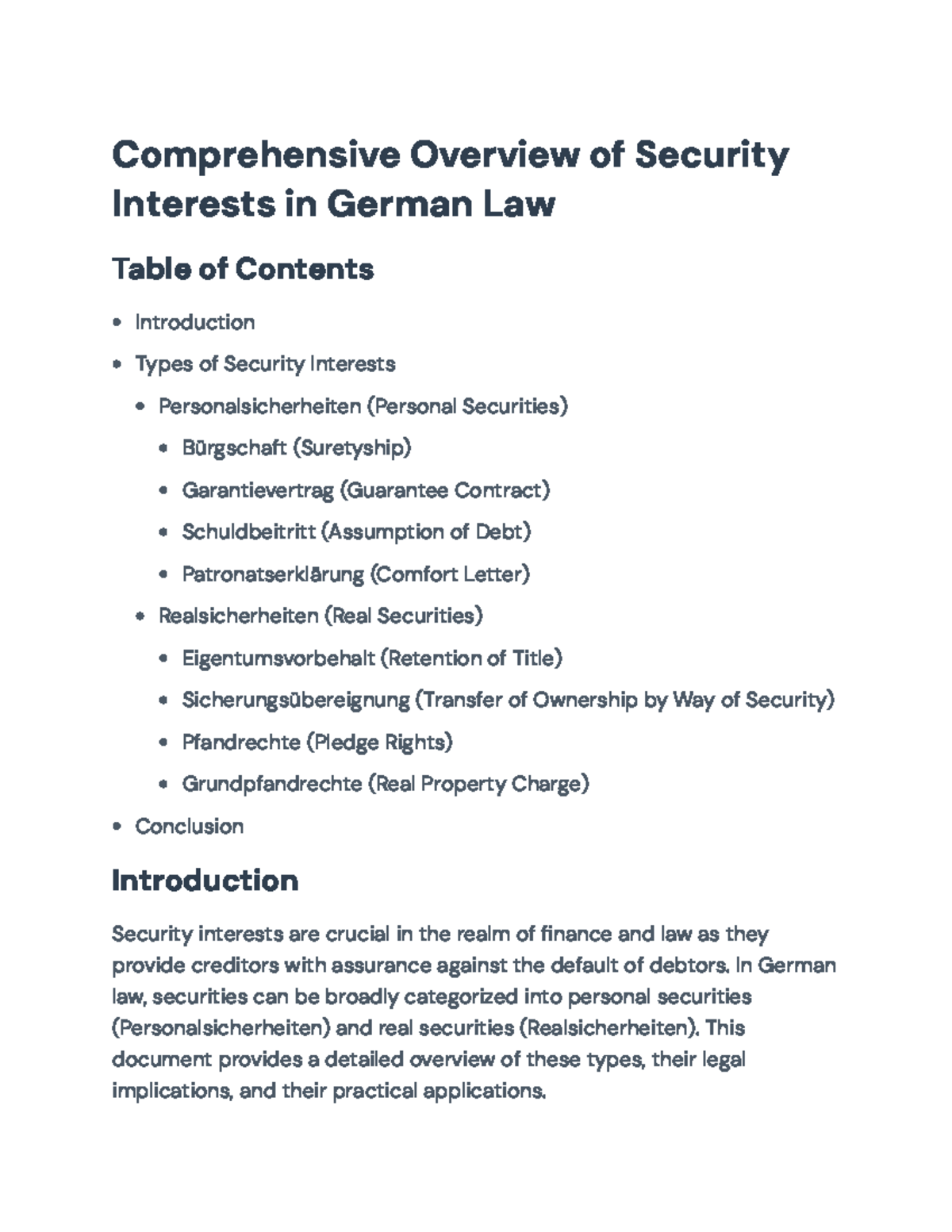 Overview of Security Interests in German Law: Key Concepts and Types ...