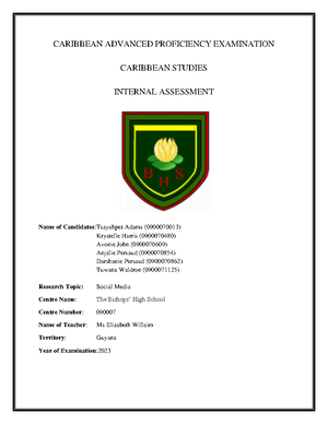 GOE SBA - Csec geography sba sample- GFC training centre - Table of ...