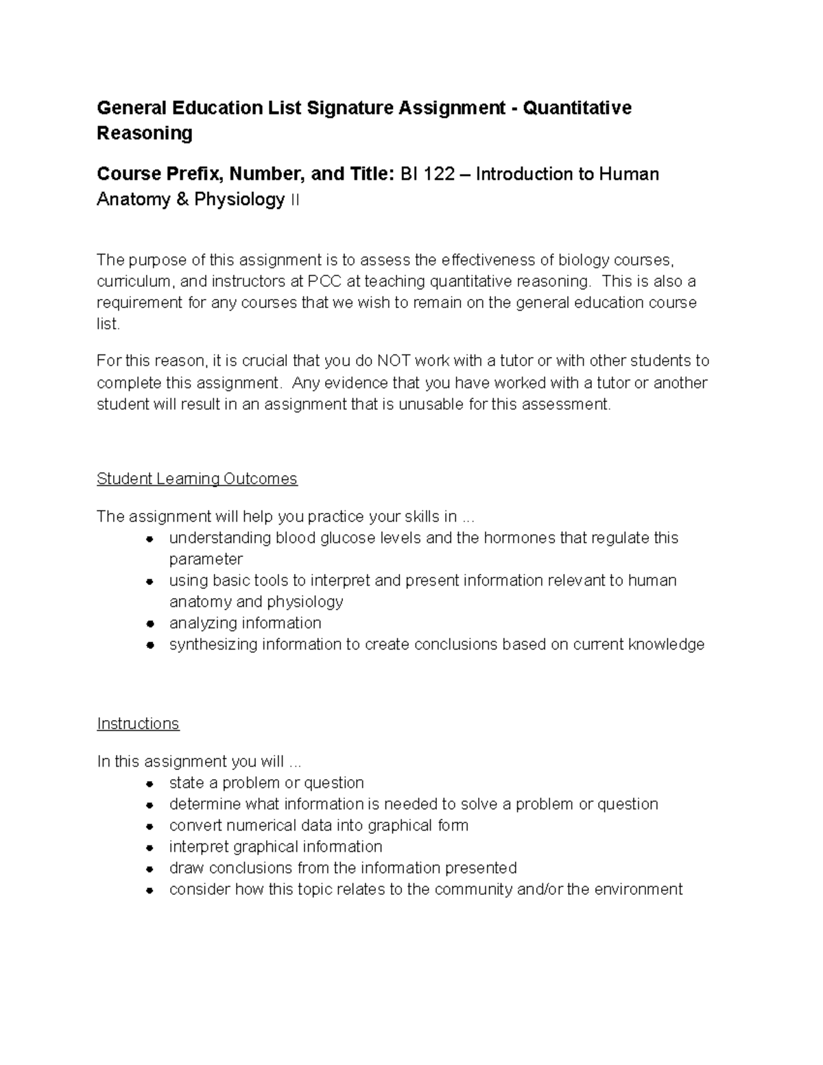 BI 122 Signature Assignment: Analyzing Blood Glucose & DM Factors - Studocu