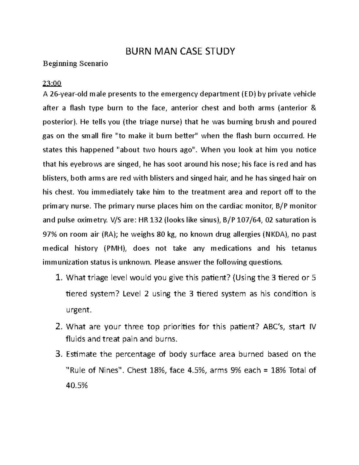 BURN MAN Case Study: Urgent Care & Management Strategies in Trauma ...