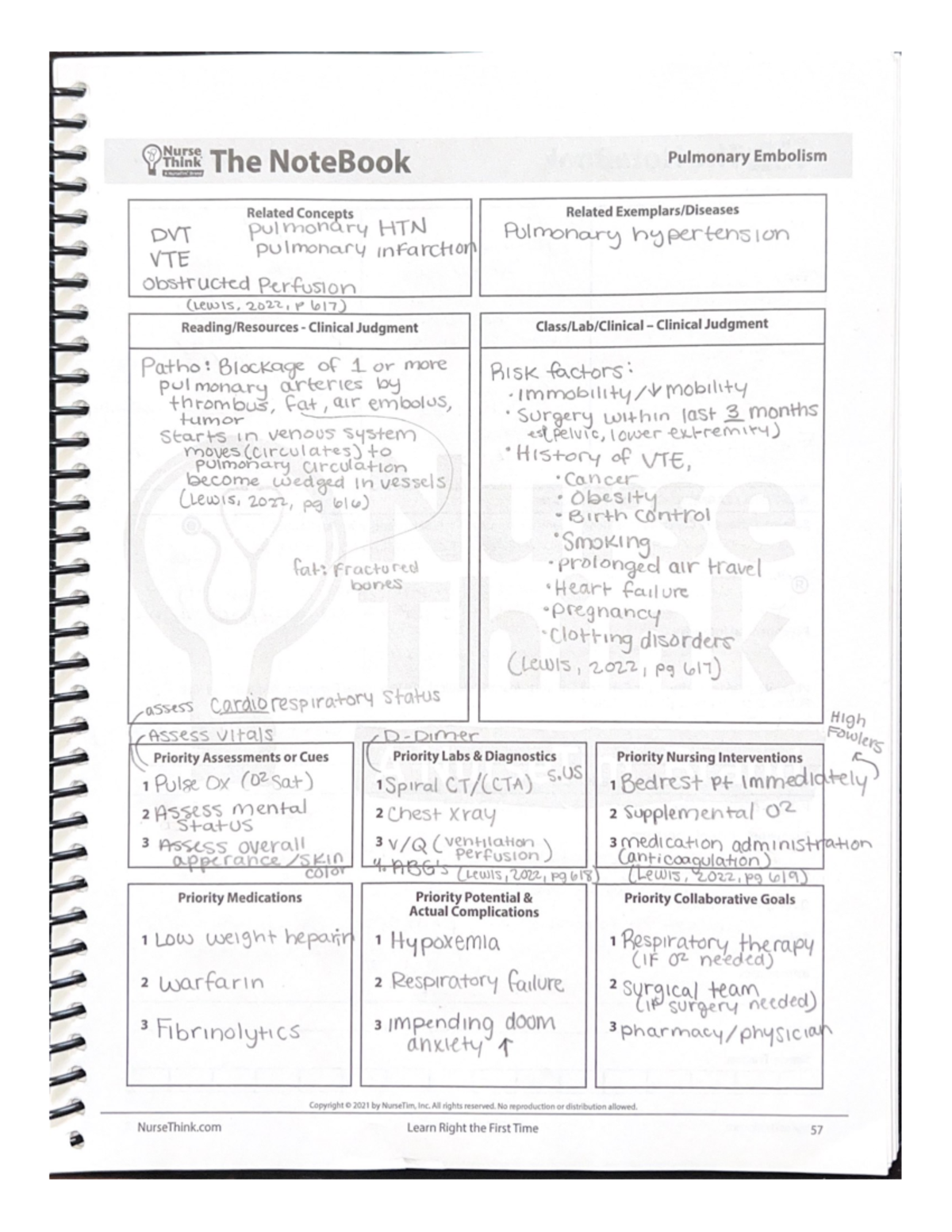 Nursing Notes on PE, DVT, and Related Conditions (NUR 101) - Studocu