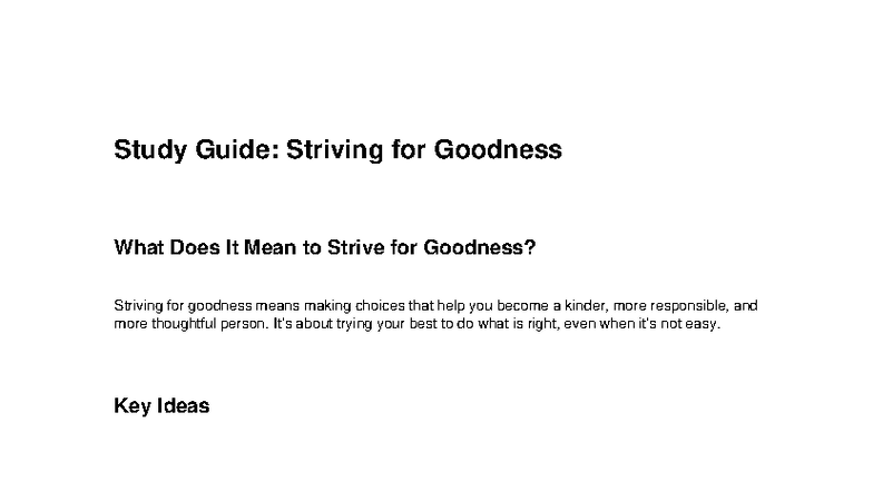 Study Guide: Striving for Goodness and Personal Growth - Studocu