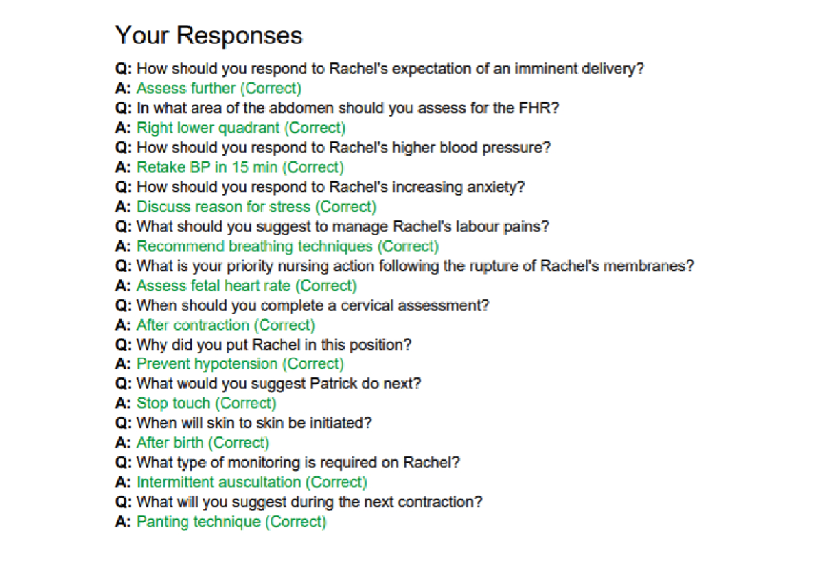 Labor and Delivery Pregame: Key Responses and Nursing Actions - Studocu
