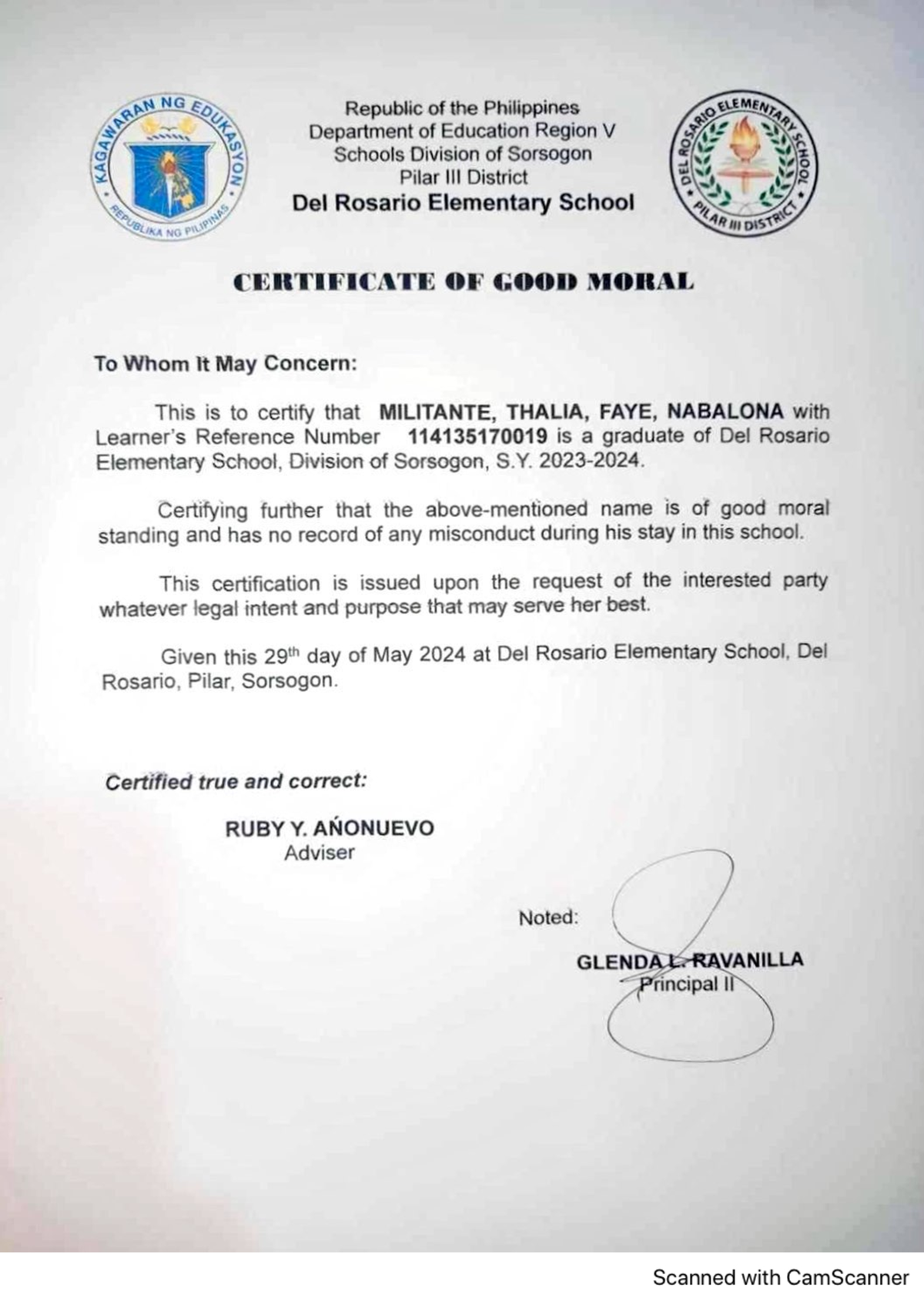 GOOD Moral - NG SECURITY Republic of the Philippines Department of ...