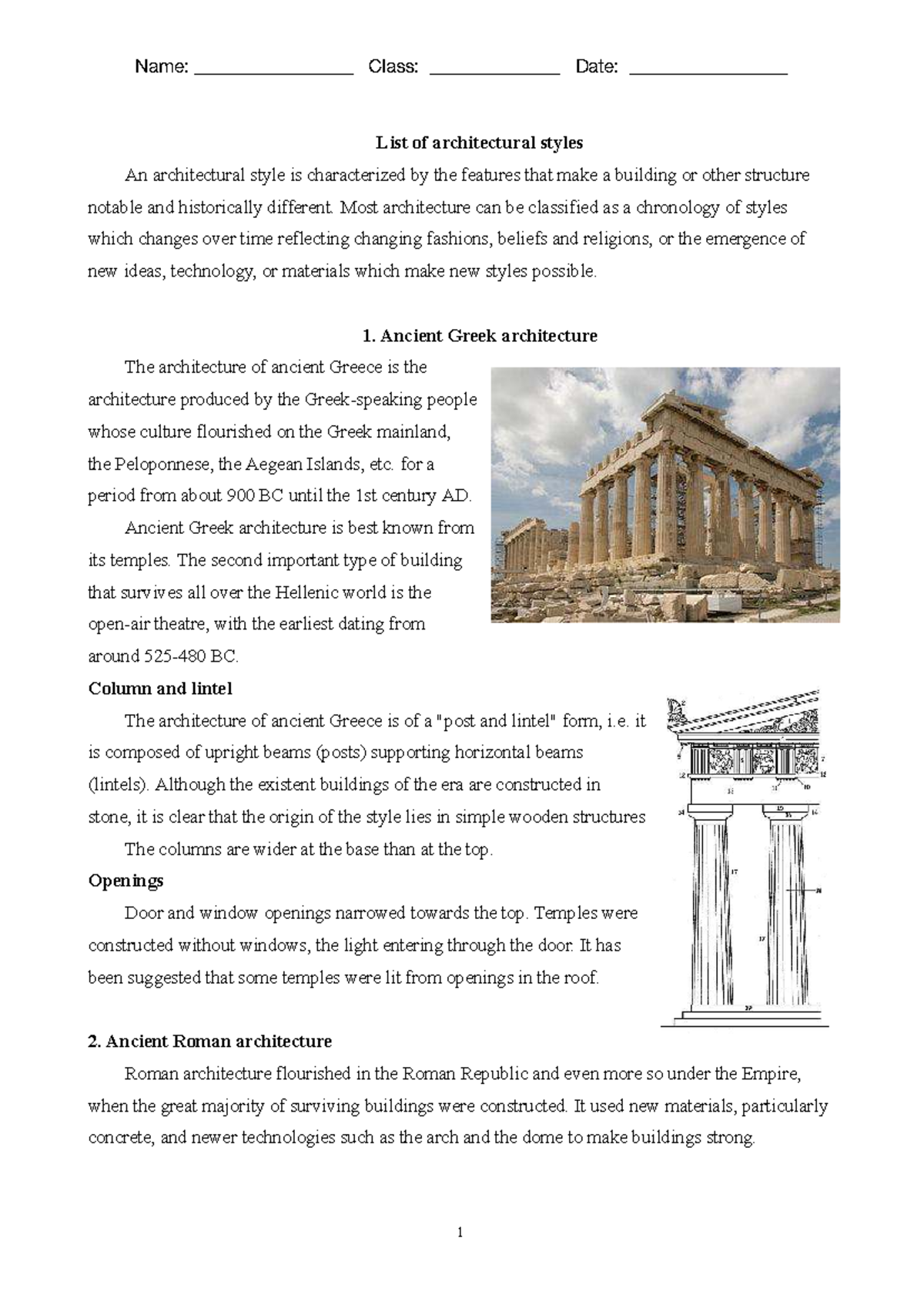 Greek and Roman Architectural Styles: A Comparative Study - Studocu