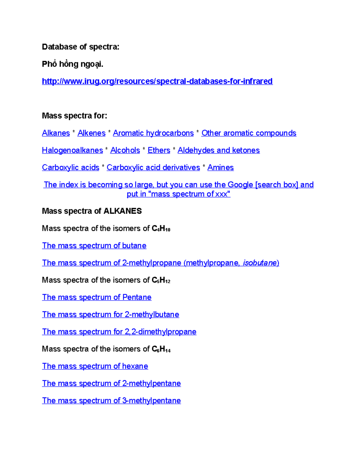 Database of Mass Spectra: Alkanes, Aromatics, and More - Studocu
