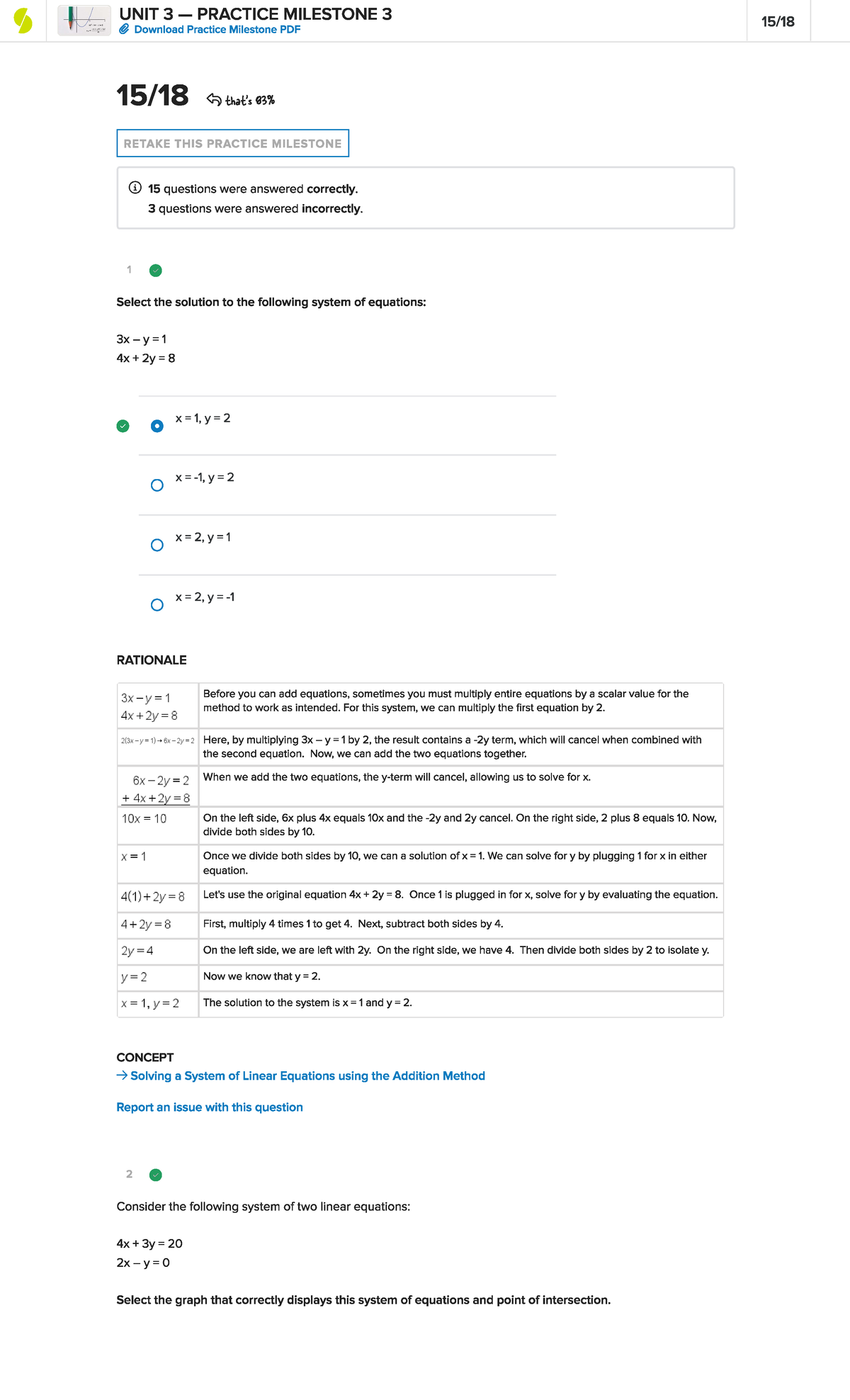 Algebra Unit 3 Practice Milestone Exam Solutions - Studocu