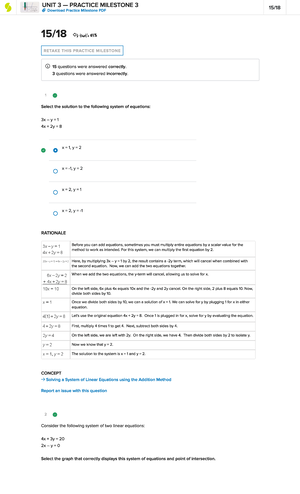 Algebra milestone 1 - UNIT 1 — MILESTONE 1 20/ 20 / 21 that's 95% ...