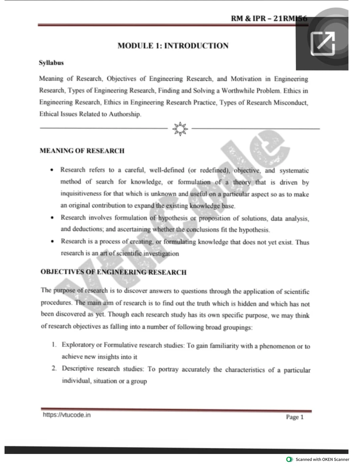 BRMK557ipr - Research Methodology & IPR Syllabus for V Semester - Studocu